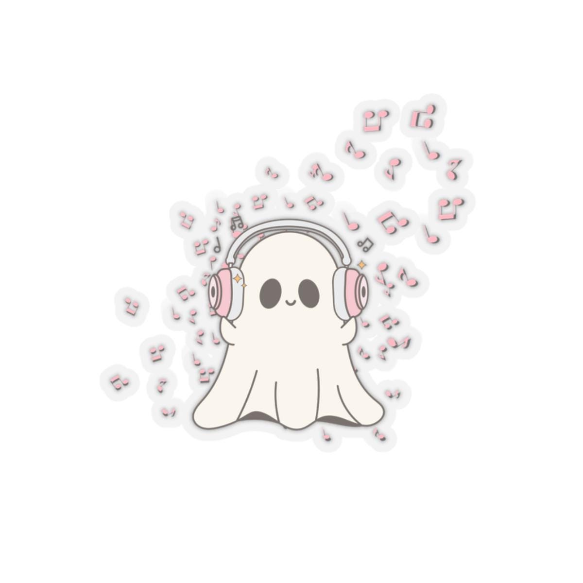 Cute Ghost With Music Notes Kiss-cut Stickers, Halloween Sticker, Cute ...