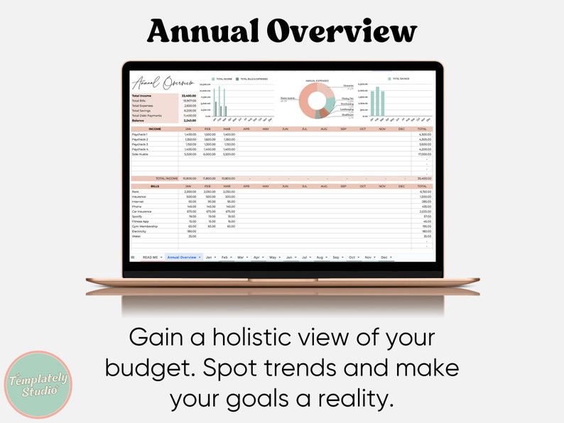 Annual Budget Spreadsheet Simple Budget Google Sheets Monthly Budget ...