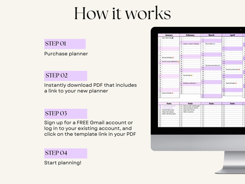 2025-2029 Year at A Glance 5-year Annual Digital Planner Google Sheets ...