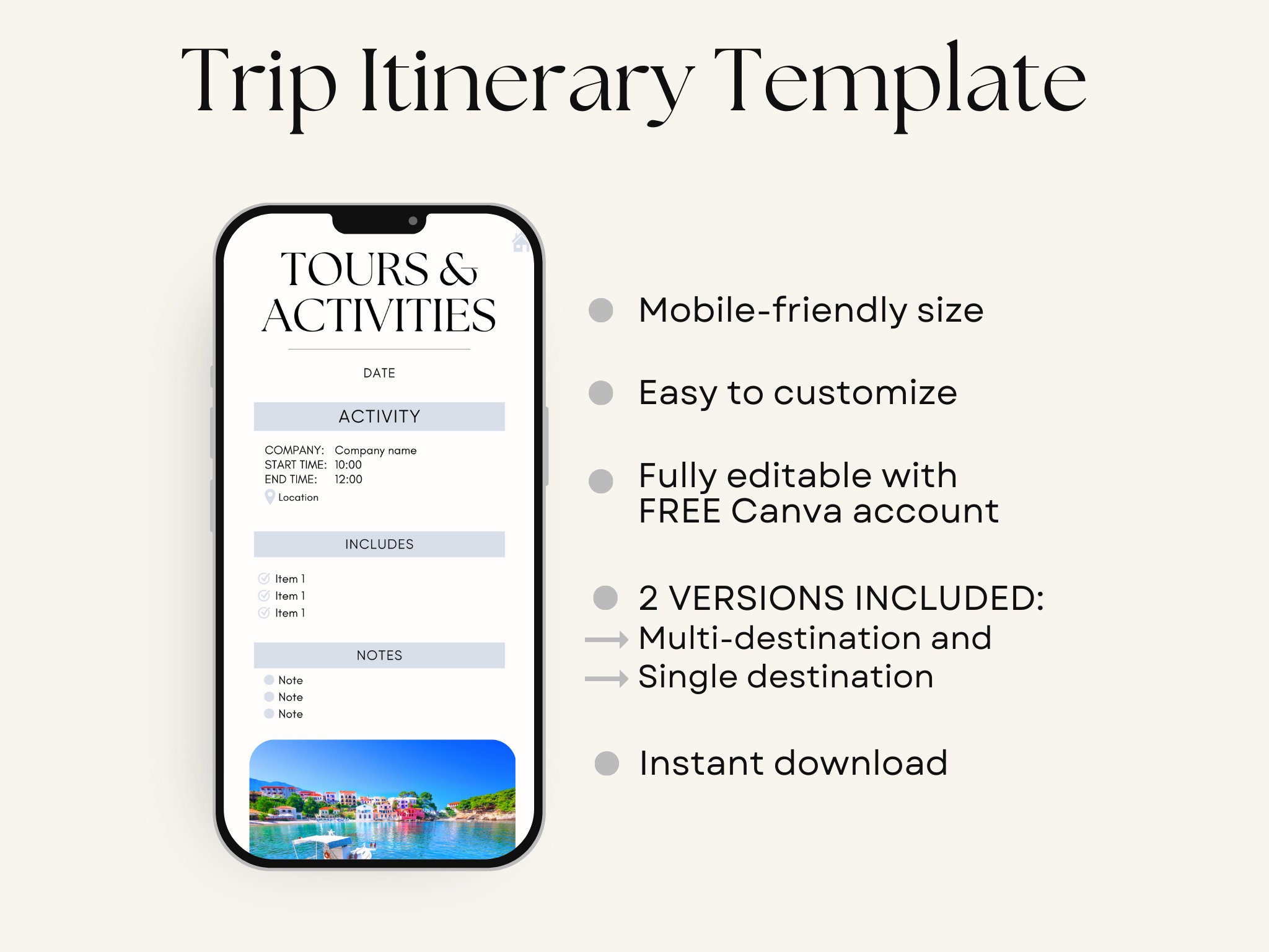 Trip Itinerary Template Canva Travel Planner Mobile Itinerary Creator ...