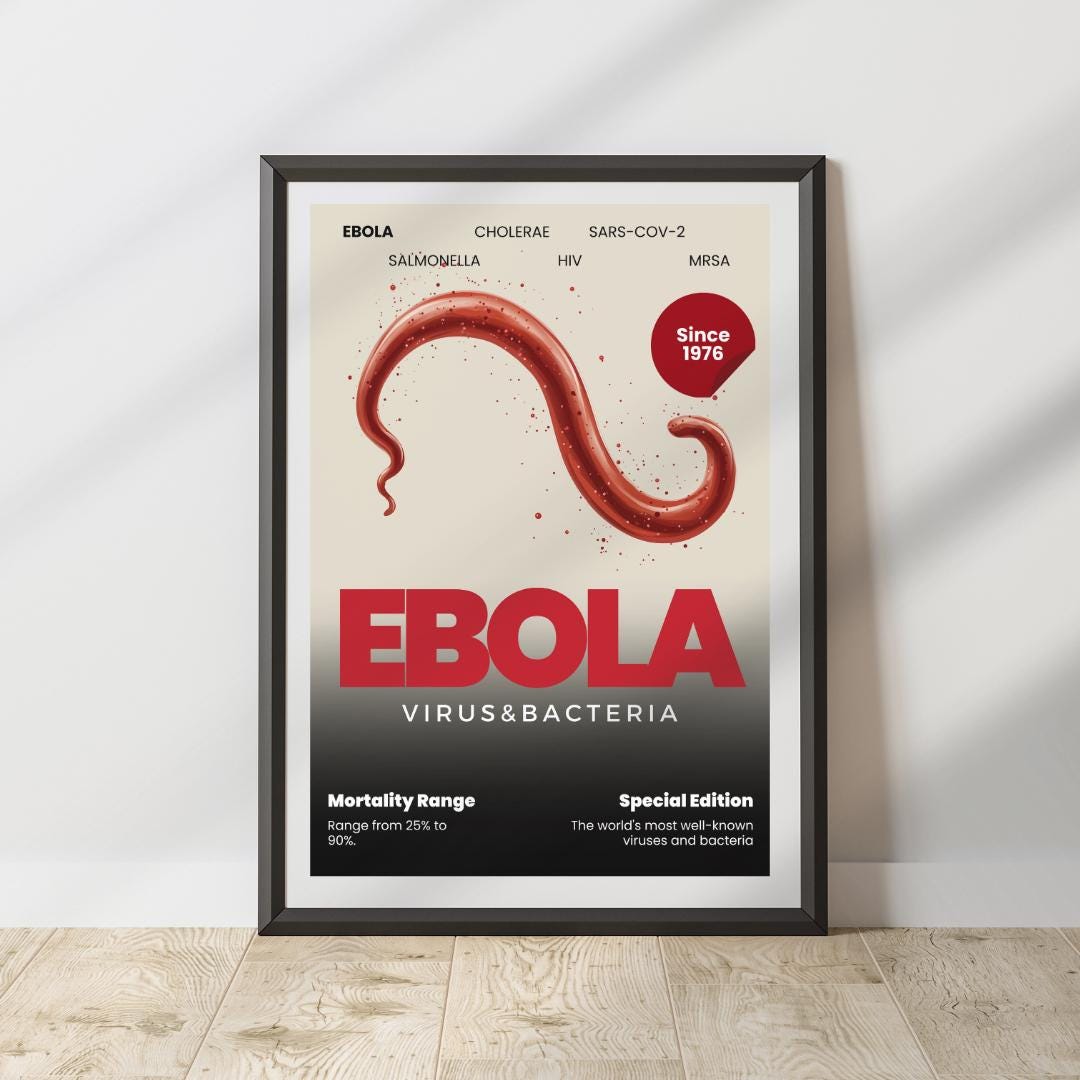 EBOLA | Virus and Bacteria Infographic Poster, Microbiology Wall Art ...