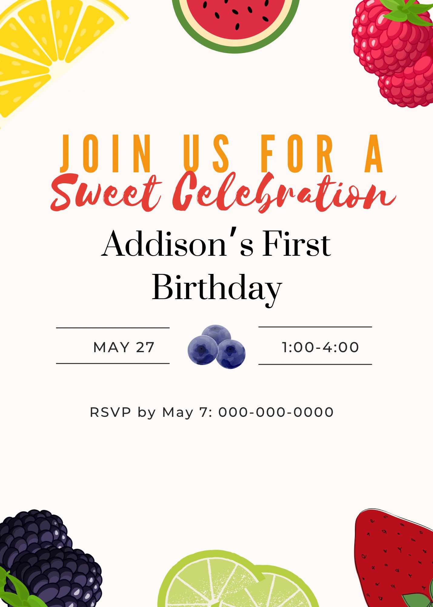 Fruit Party Invitation - Etsy