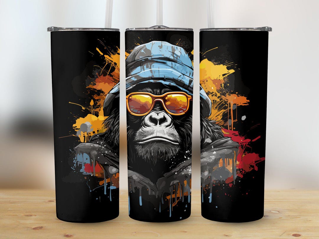 Cool Gorilla Tumbler Wrap, Colorful Splatter Art (digital Download) - Etsy