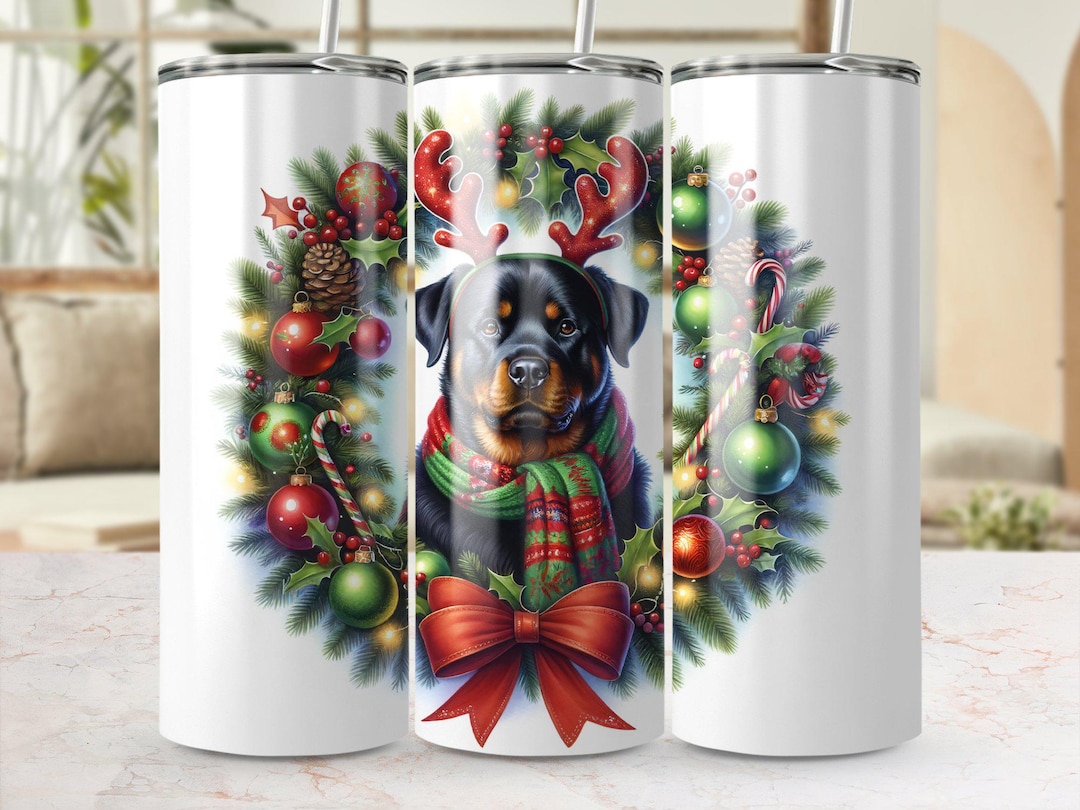 Rottweiler Christmas Tumbler Wrap Digital Download, Festive Rottweiler ...