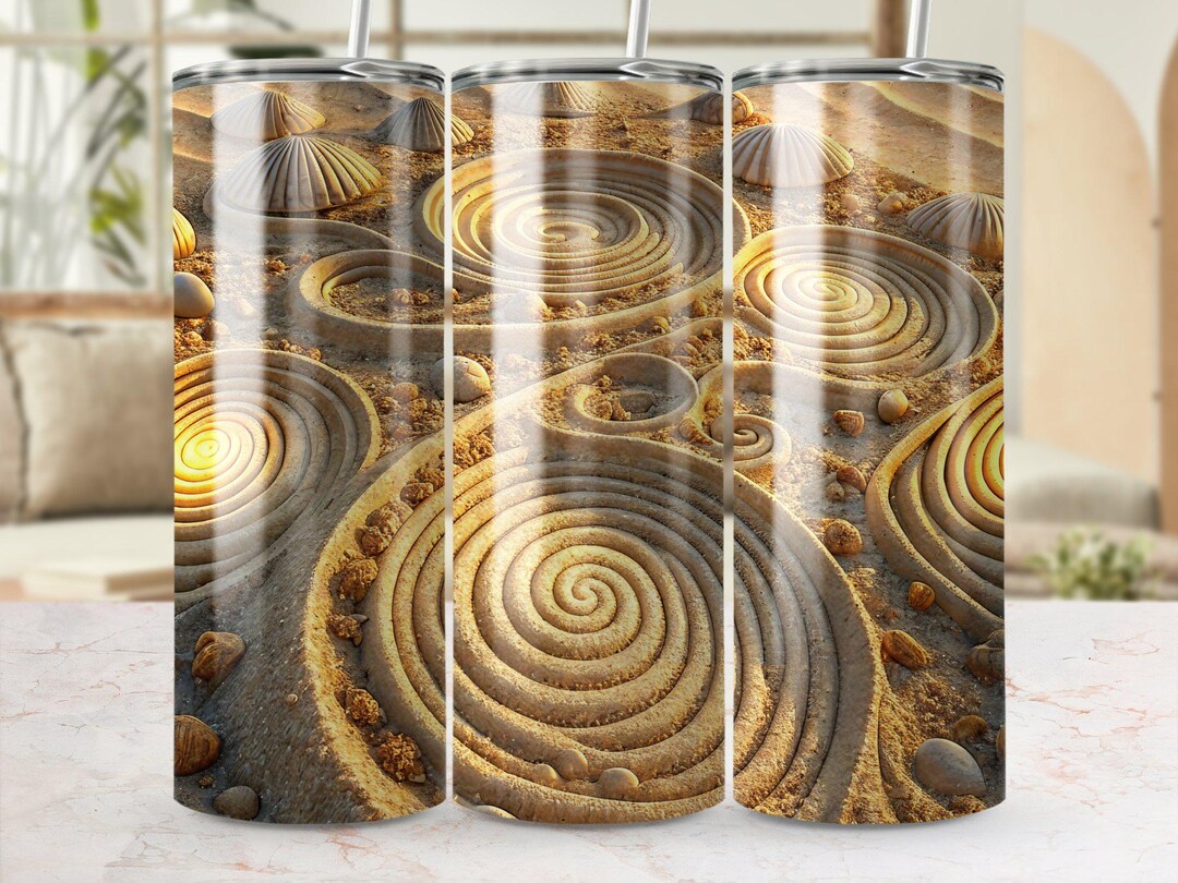 Seashell Tumbler Wrap, Swirls Sand Tumbler PNG, Beach Sublimation ...