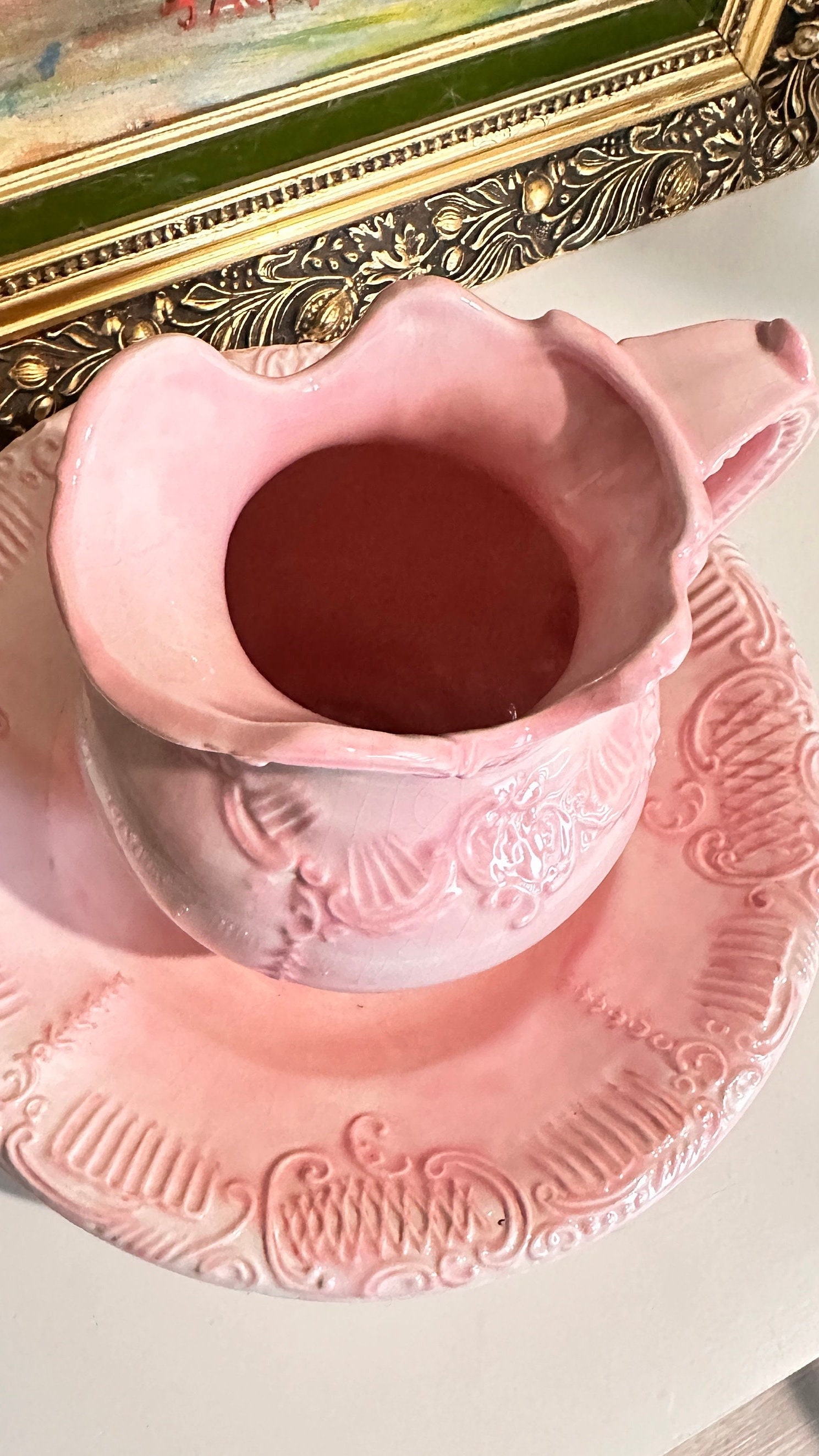 Vintage Arnels Pink Rose Pitcher and Wash Basin - Etsy
