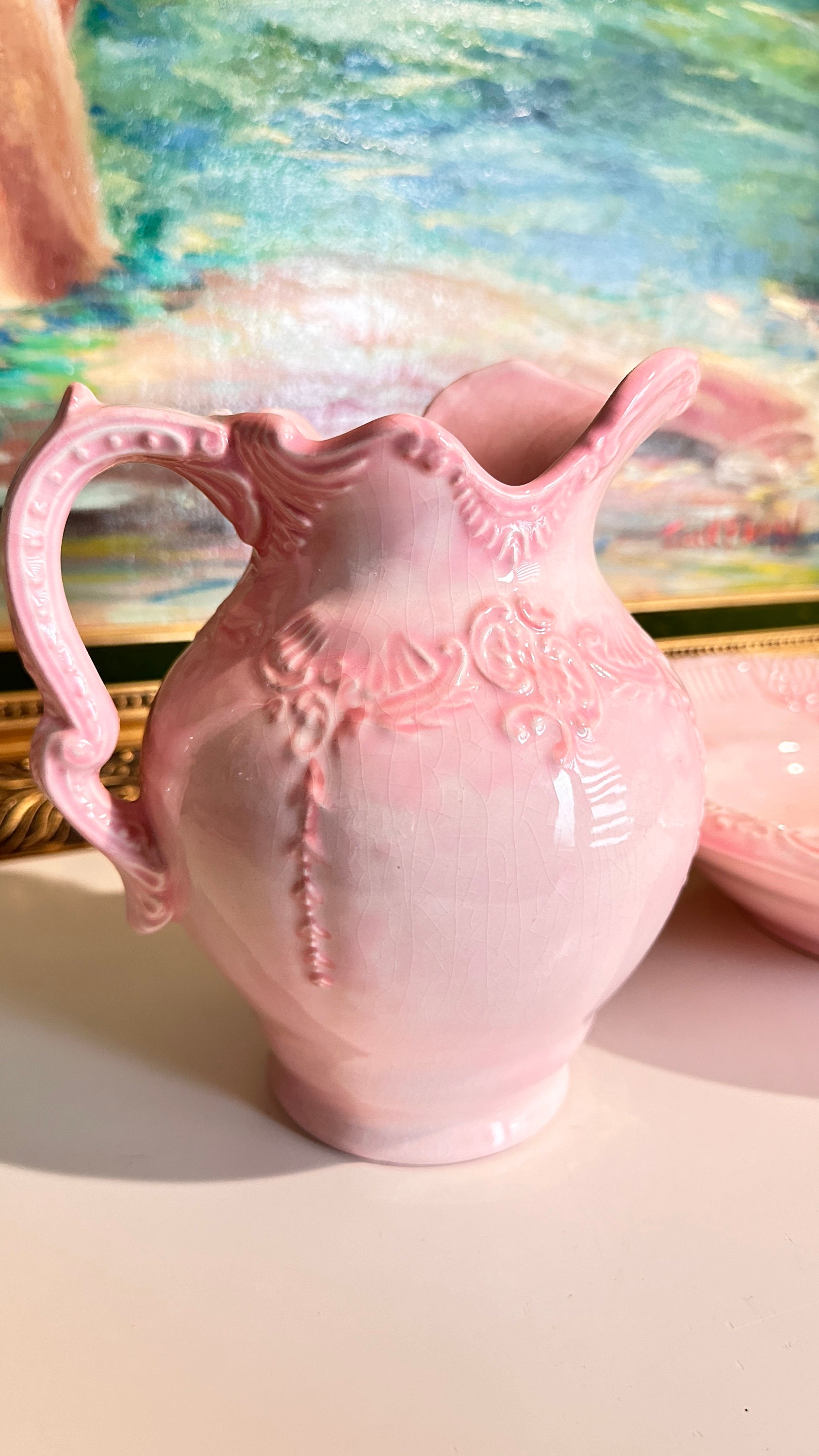 Vintage Arnels Pink Rose Pitcher and Wash Basin - Etsy