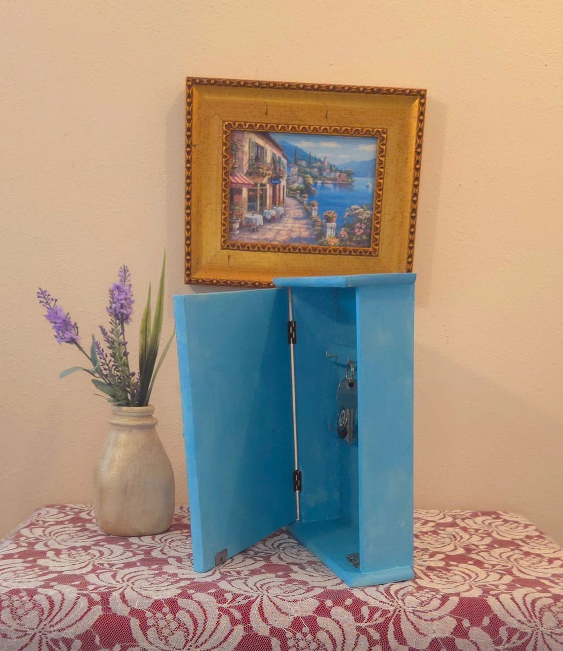 Vintage Key Hanger Box Hand Finished in Dixe Bell Blue - Etsy