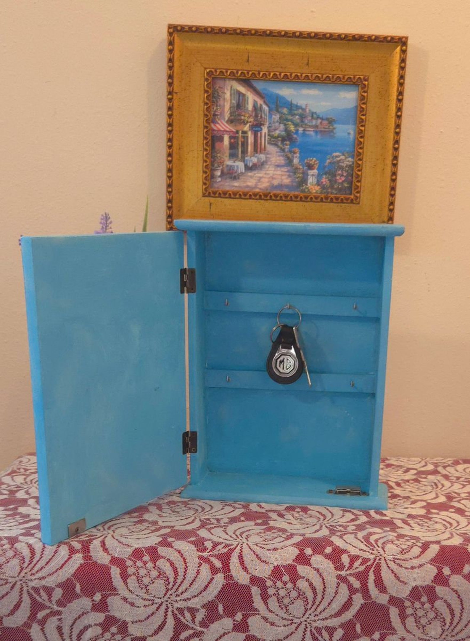 Vintage Key Hanger Box Hand Finished in Dixe Bell Blue - Etsy