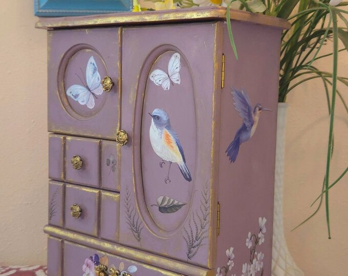 Upcycled 2 Door, 3 Drawer Jewelry Box Painted in Dixie Bell "secret ...