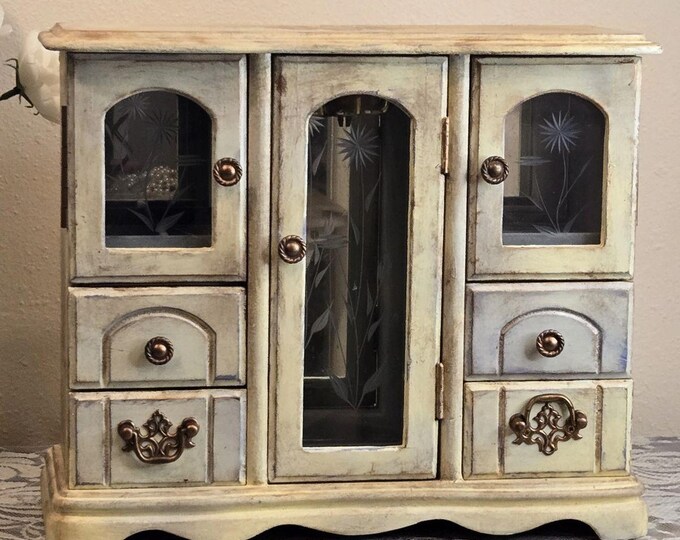 4 Drawer 3 Door Vintage Jewelry Box Fiinshed in Dixie Bell Drop Cloth ...