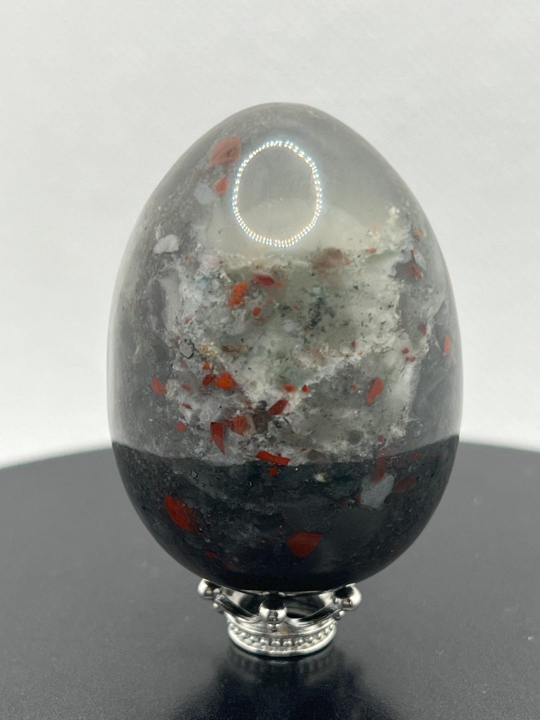 Bloodstone Egg With Crown Stand 85g | Emotional Centering Crystal ...