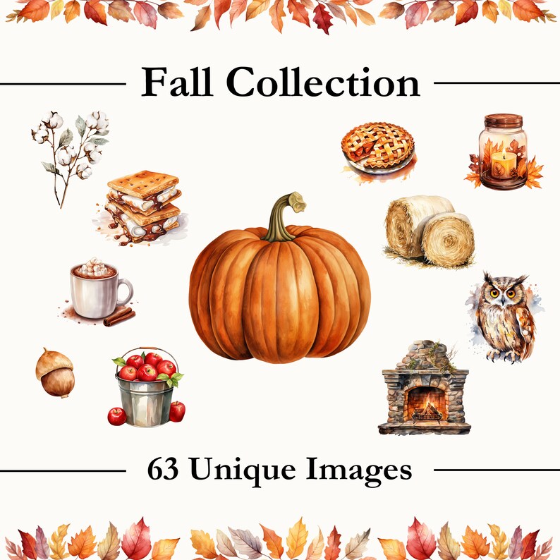 Fall Collection Clipart - 63 High Quality Pngs, Digital Planners, Cards ...