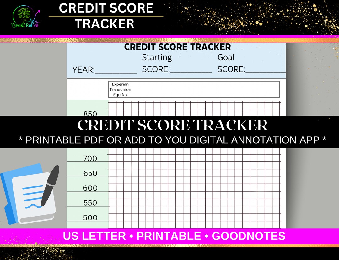Credit Score Tracker for Printing and Goodnotes | Credit Score Tracker ...