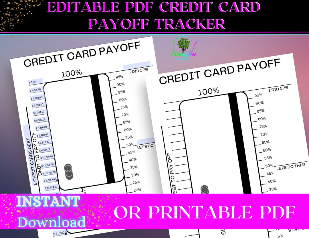 Credit Debt Payoff Tracker Printable or Credit Card Payoff Editable PDF ...