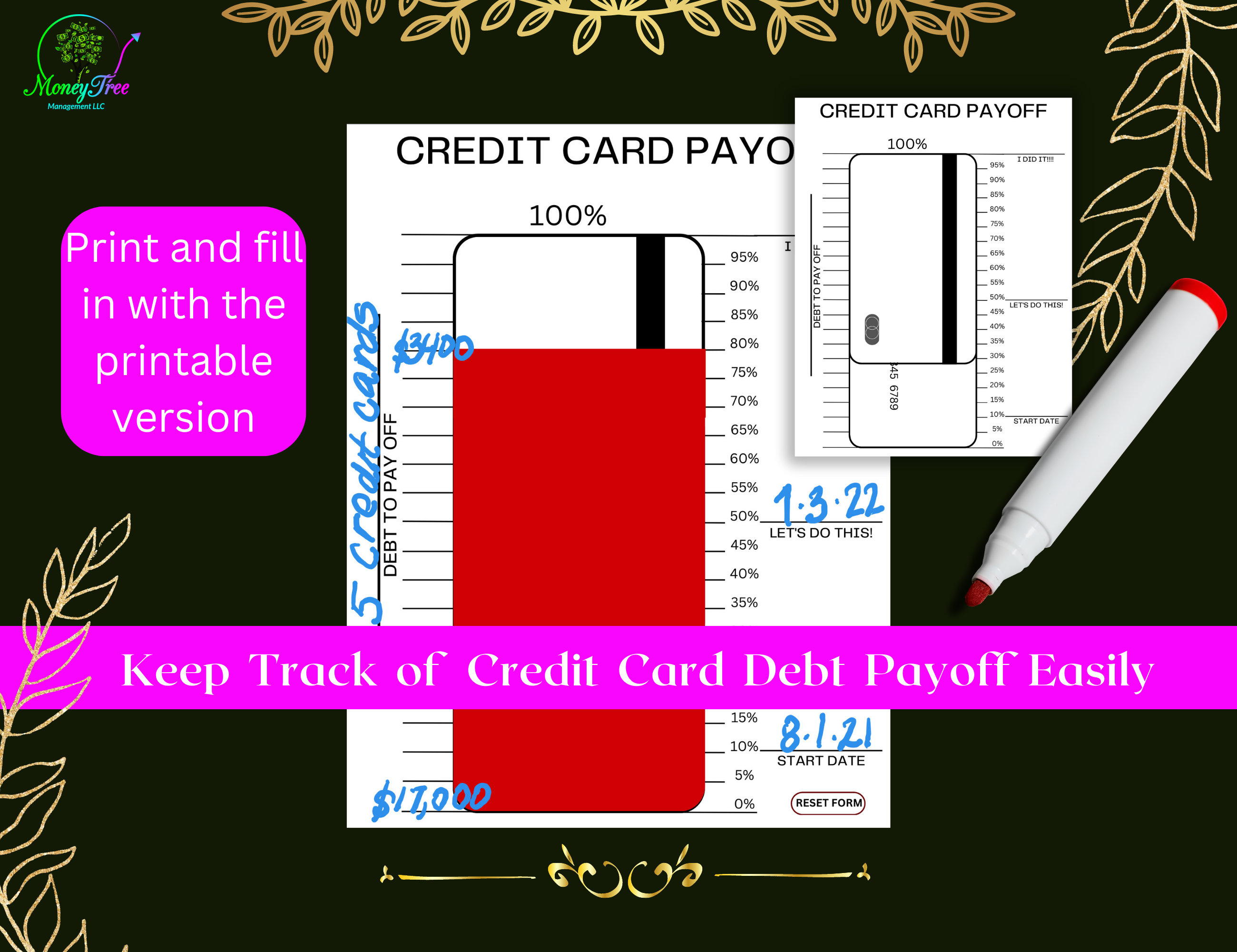 Credit Debt Payoff Tracker Printable or Credit Card Payoff Editable PDF ...