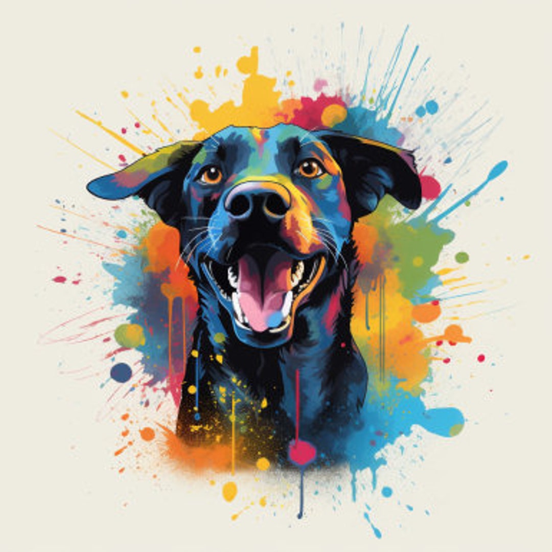 Multicolor Dog Digital Painting. Happy Dog. SVG File - Etsy