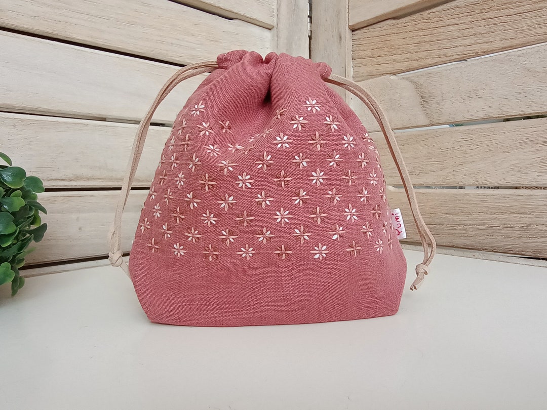 Sashiko Kinchaku Bag - Etsy Australia
