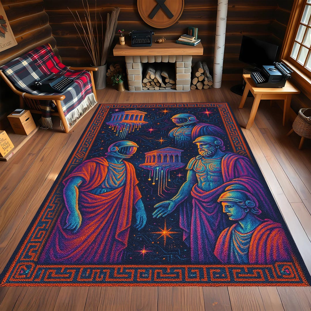 Sci-fi Mythology Rug: Roman Astronauts, Floating Temples - Etsy