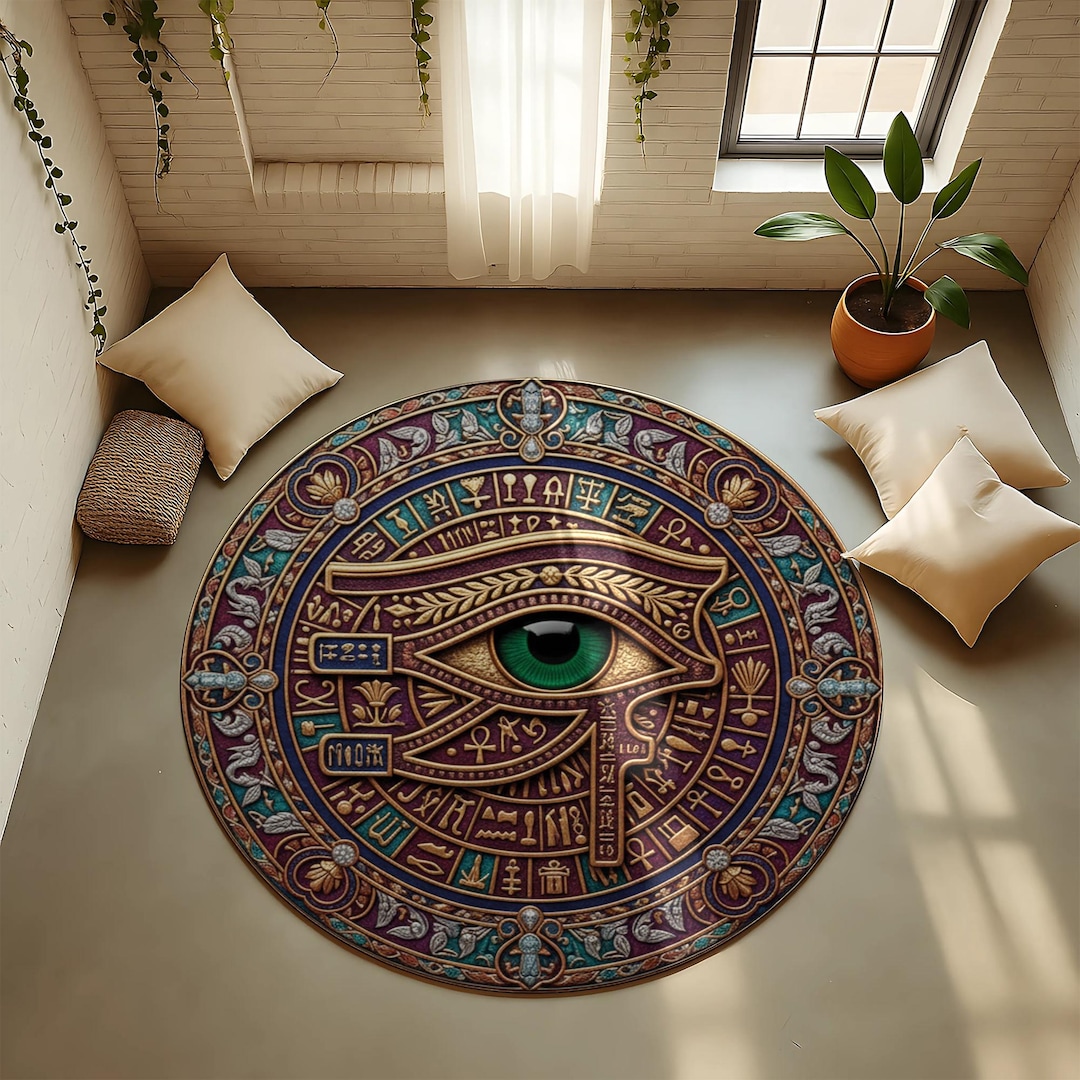 Eye of Horus Round Rug: Mystical Egyptian Decor for Meditation - Etsy