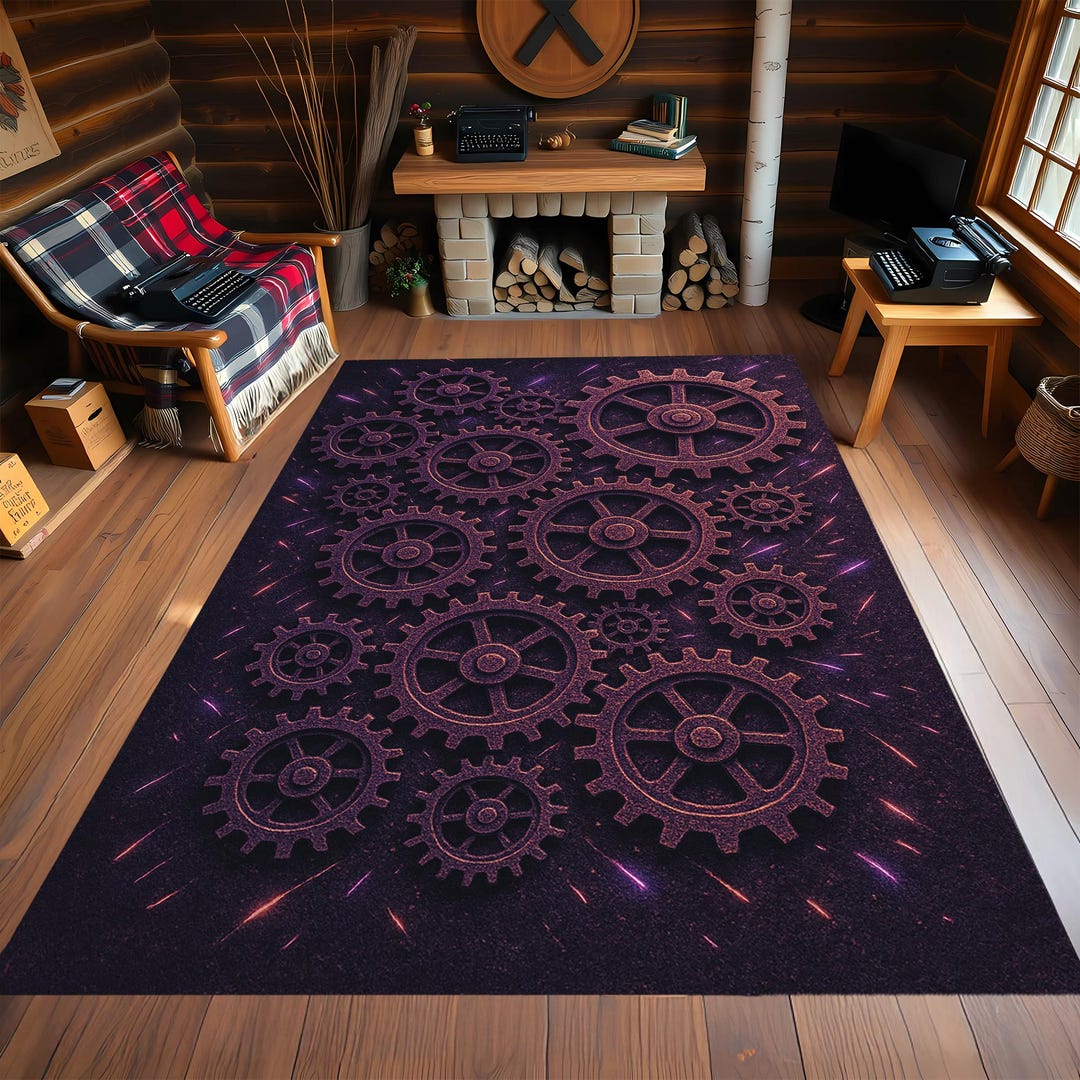 Steampunk Gear Area Rug: Rustic Copper Cogs, Industrial Decor - Etsy
