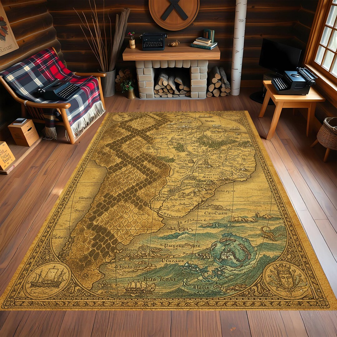 Vintage Map Area Rug: Antique Cartographer's Voyage Design Carpet - Etsy