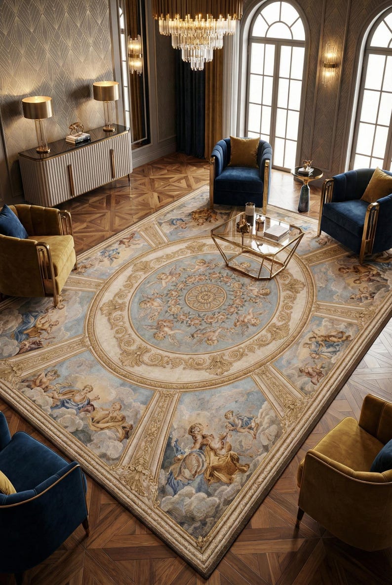 Luxury Baroque Angel Rug Palace Art and Cherub Design for Classic ...