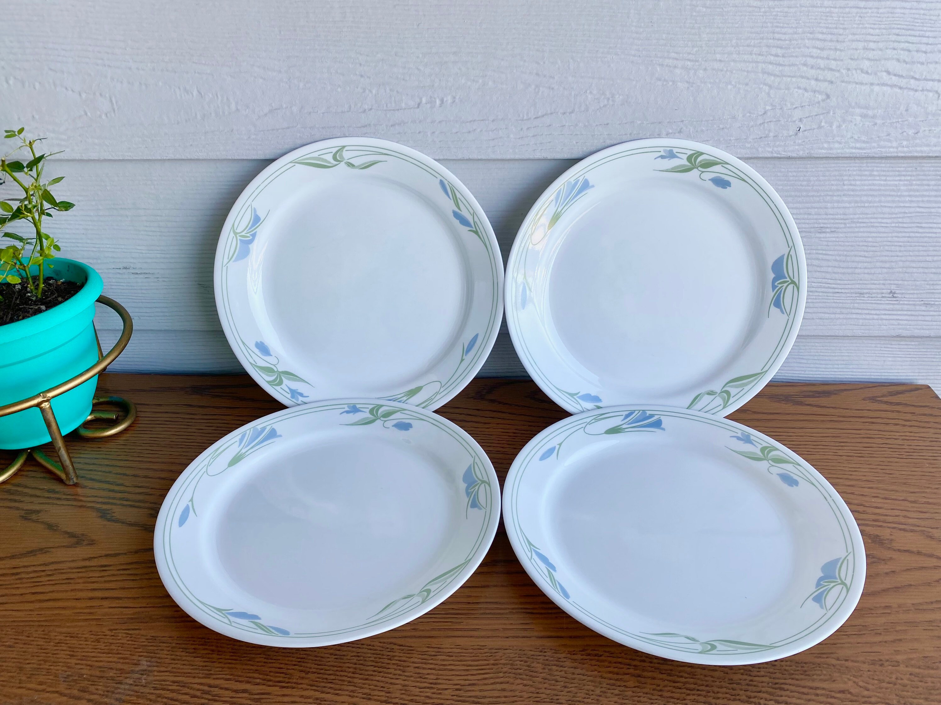 Blue Wreath Vintage Corelle Plate and Mug Set of 6 - Etsy