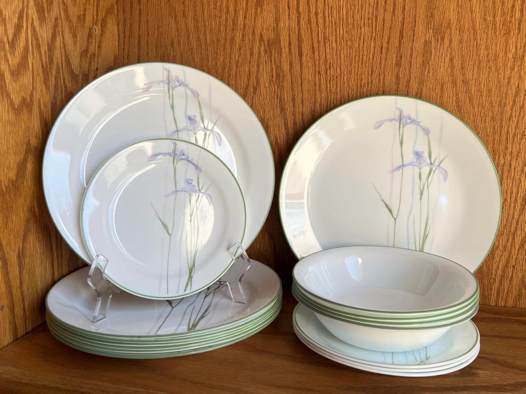 Vintage Corelle “shadow Iris” Plate and Bowl Set of 16 - Etsy