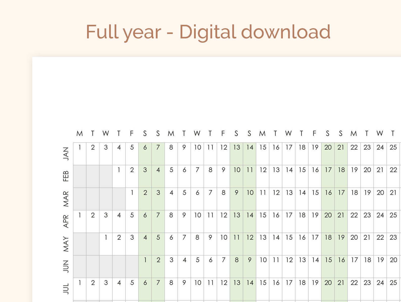 2024 2025 Horizontal Linear Yearly Calendar, Printable Planner, A4 ...