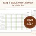 2024 2025 Horizontal Linear Yearly Calendar, Printable Planner, A4 ...
