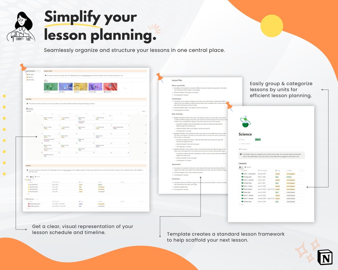 Digital Teacher Planner | Notion Template | Academic & Lesson Planning ...