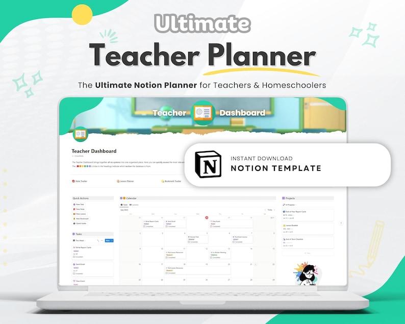 Digital Teacher Planner | Notion Template | Academic & Lesson Planning ...