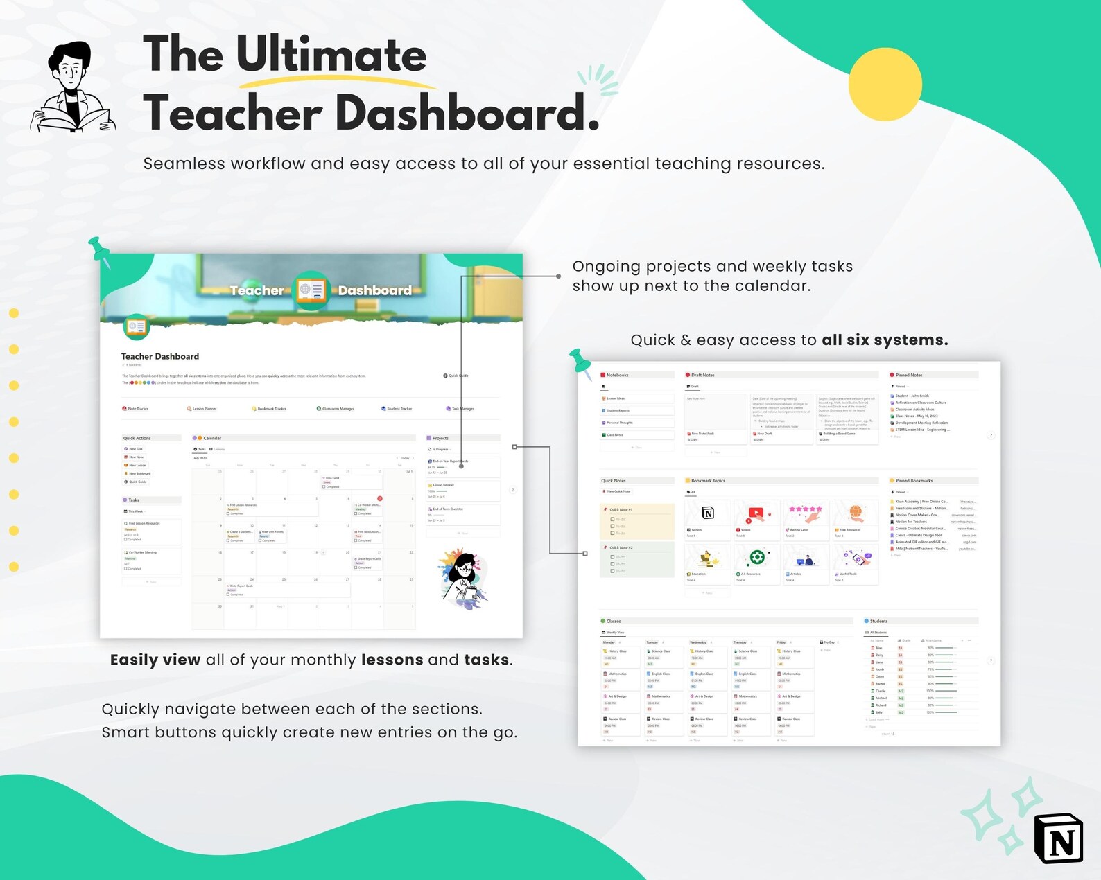 Digital Teacher Planner Notion Template Academic & Lesson Planning ...