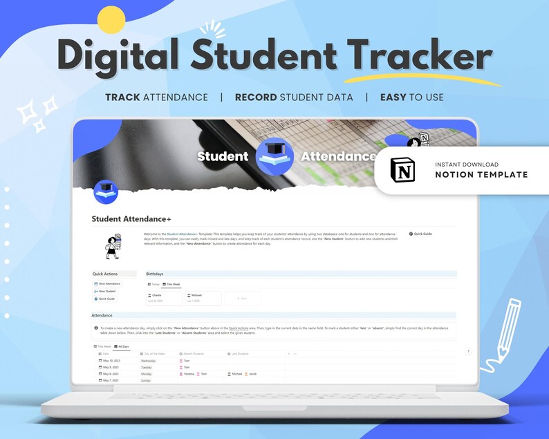 Digital Student Tracker | Notion Template | Academic & Lesson Planning ...