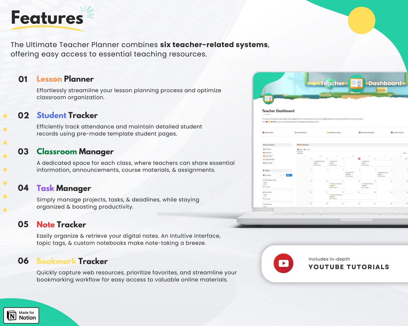 Digital Teacher Planner Notion Template Academic & Lesson Planning ...