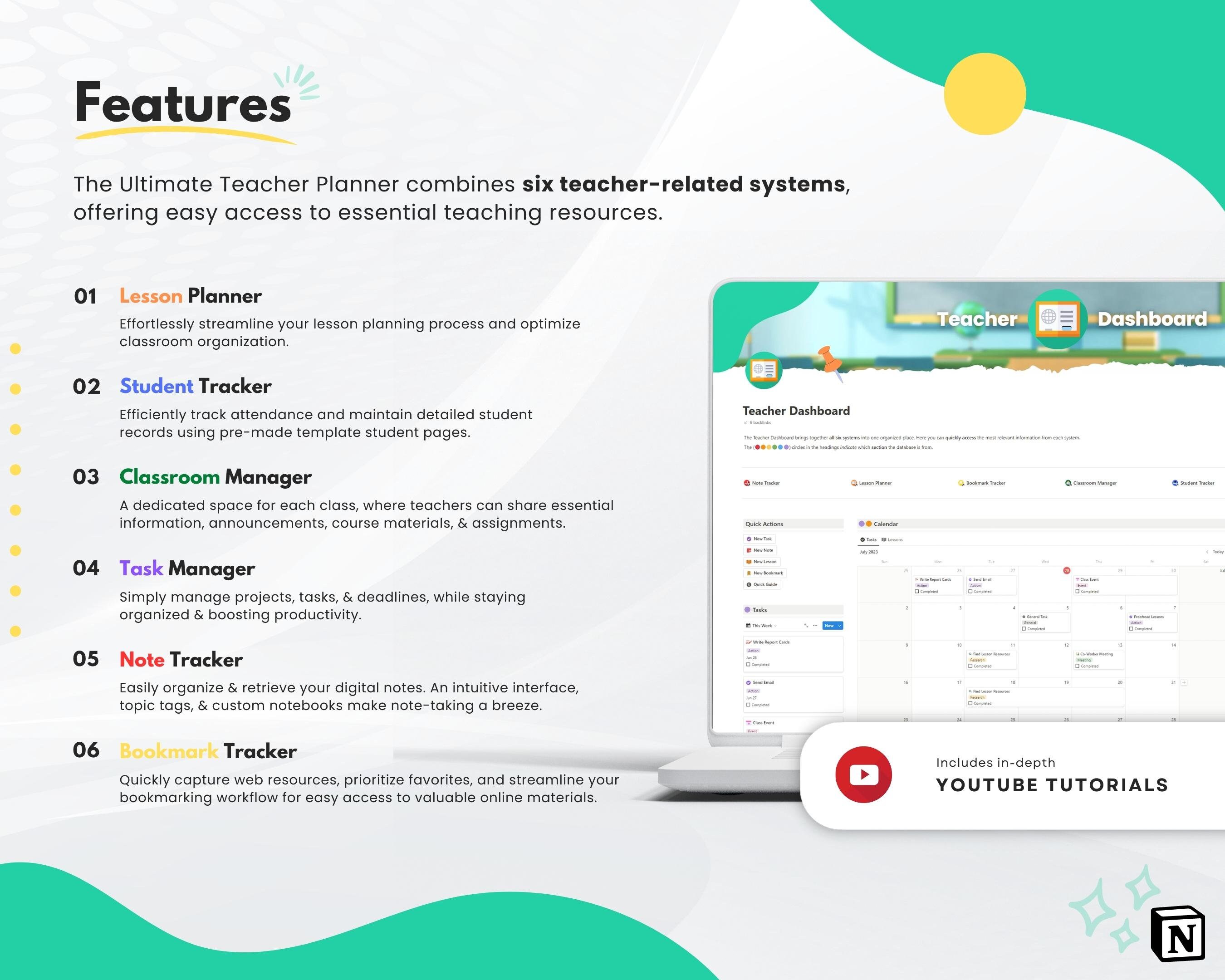 Digital Teacher Planner Notion Template Academic & Lesson - Etsy UK