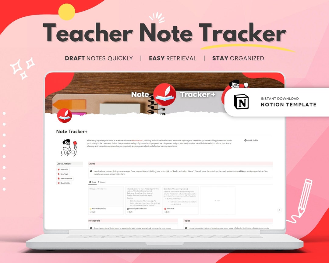 Digital Note Tracker | Notion Template | Academic & Lesson Planning ...