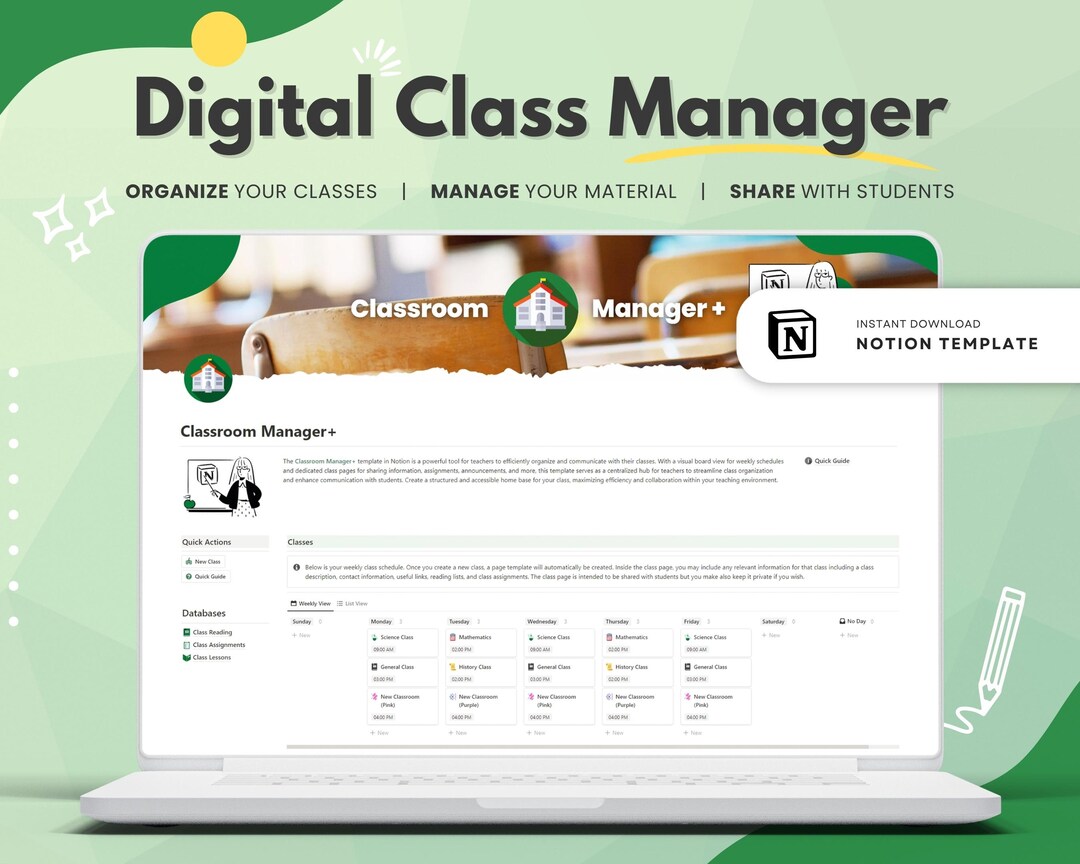 Digital Classroom Manager | Notion Template | Academic & Lesson ...
