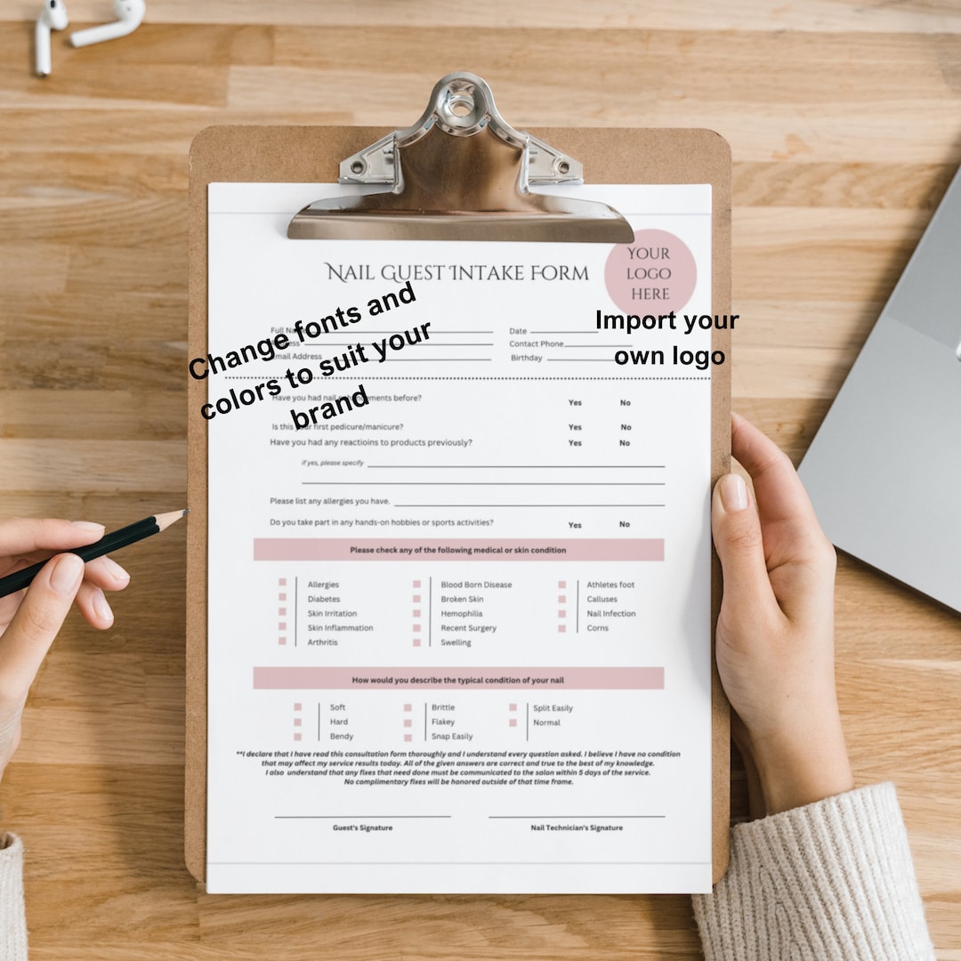 Nail Tech Intake Form. Customizable in Canva. Nail Tech Forms, Salon ...