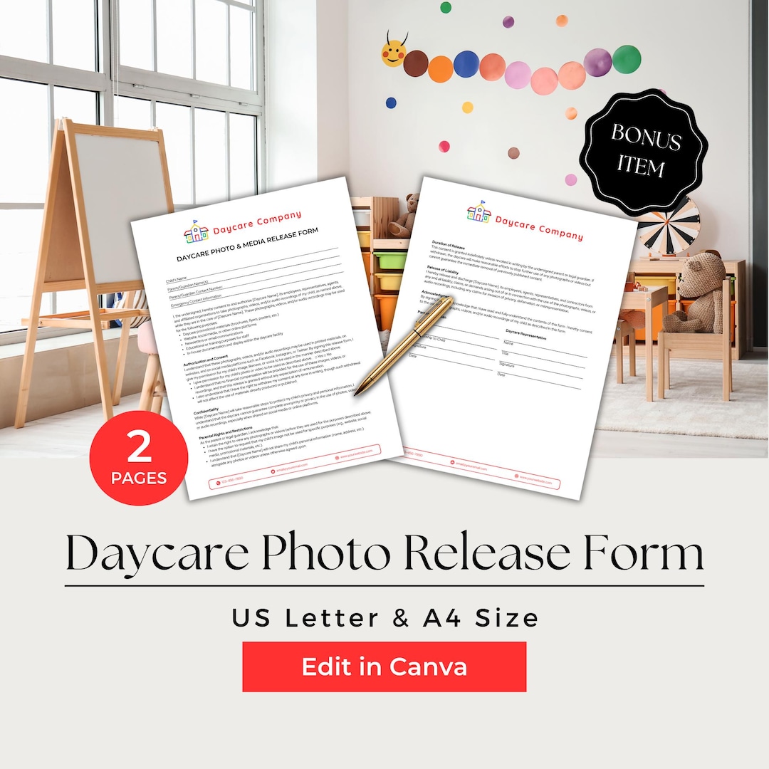 Daycare Photo Release Form, Media Release From, Photo Consent Form ...