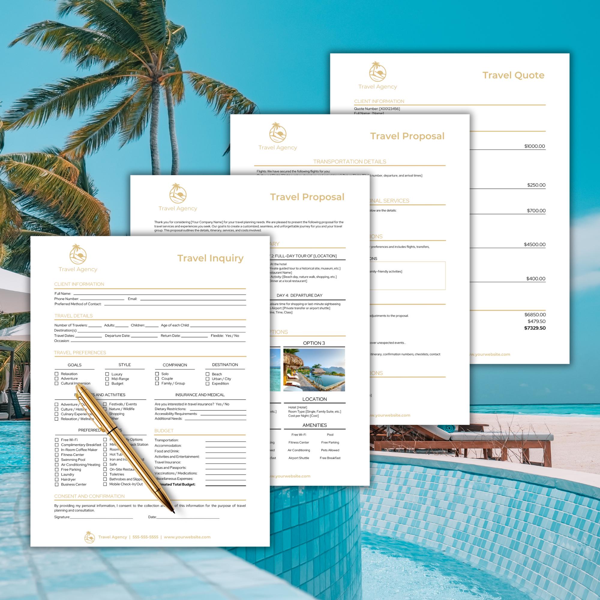 Editable Travel Agent Forms, Travel Intake Form, Travel Quote Form ...