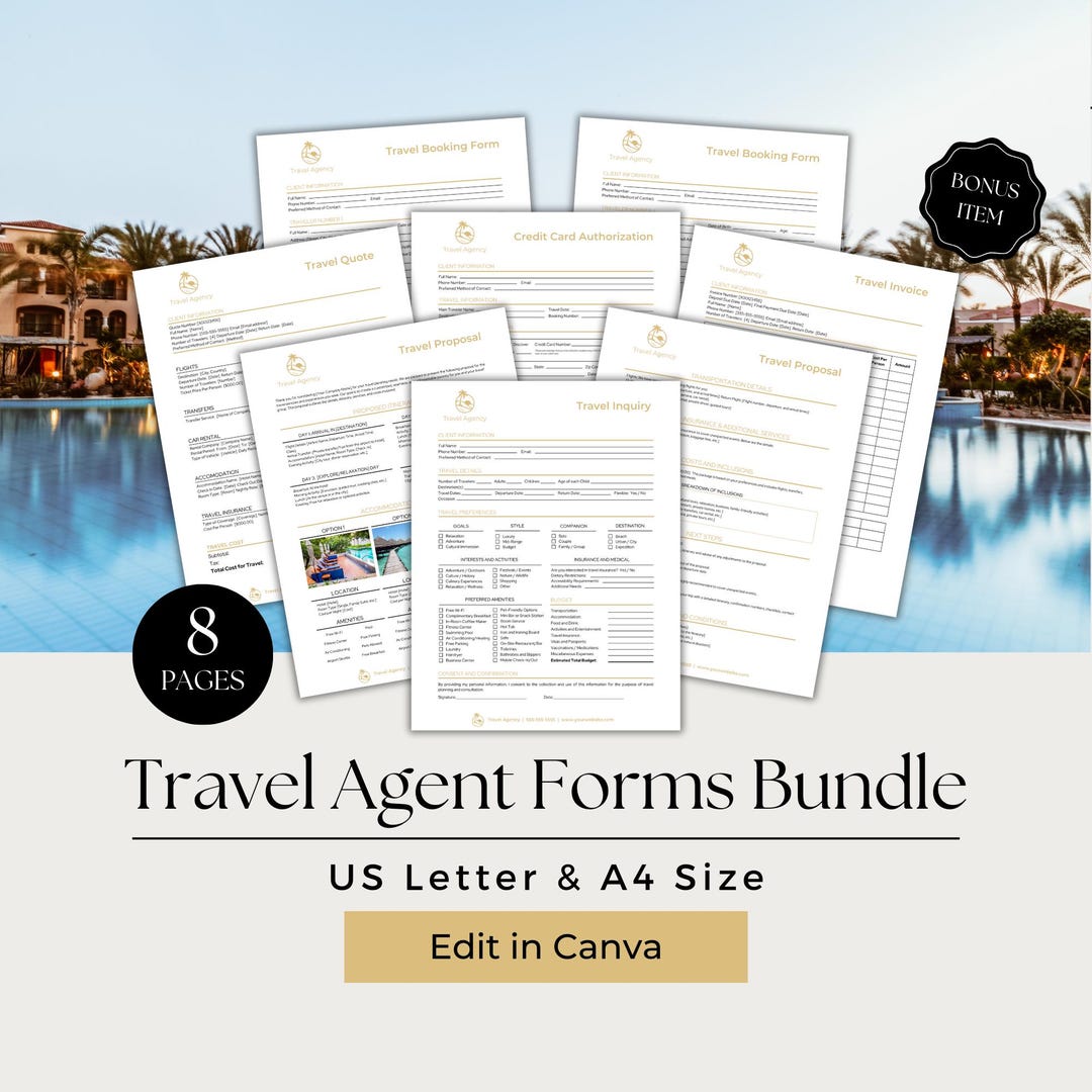 Editable Travel Agent Forms, Travel Intake Form, Travel Quote Form ...