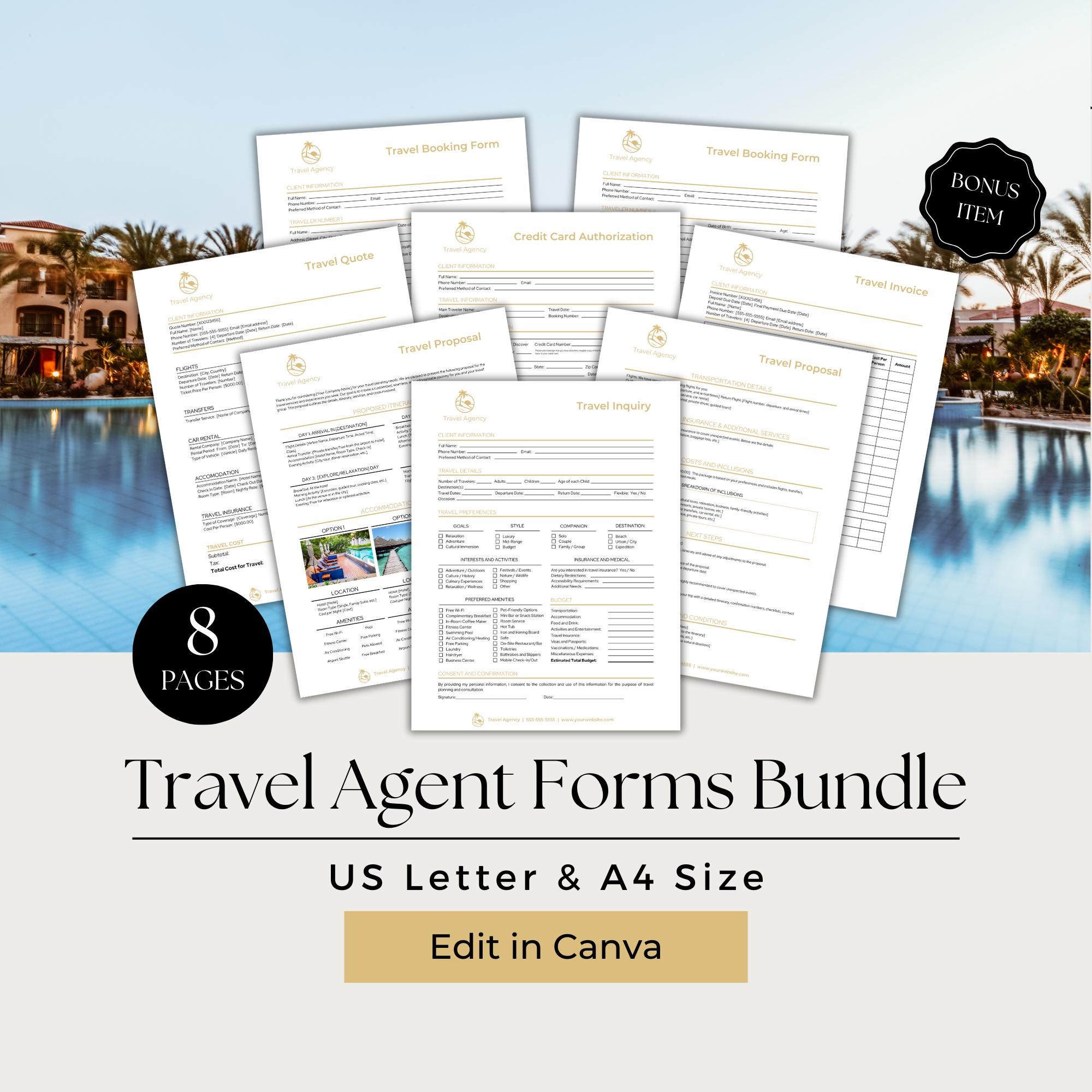 Editable Travel Agent Forms, Travel Intake Form, Travel Quote Form ...