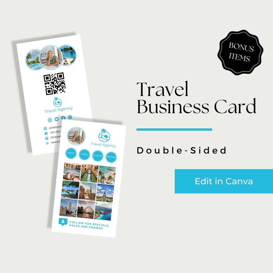 Travel Business Card Template, Travel Agency Card, Travel Agent ...