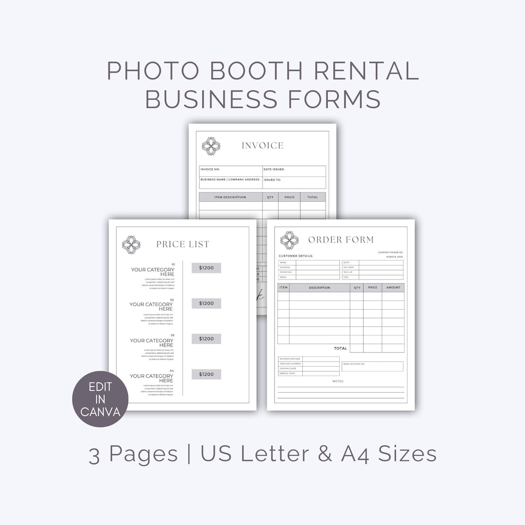 Price List | Order Form | Invoice Template | Photobooth | Invoice ...