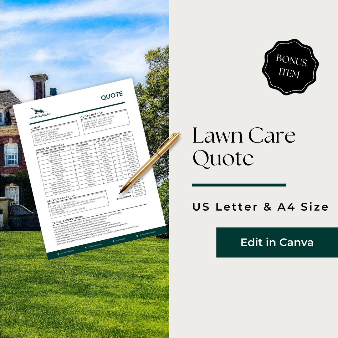 Lawn Care Quote Template, Landscaping Quote Template, Landscaping ...