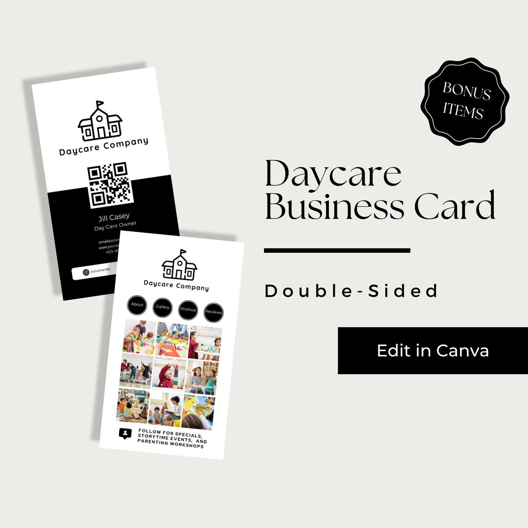 Childcare Business Card, Business Cards for Daycare, Daycare ...