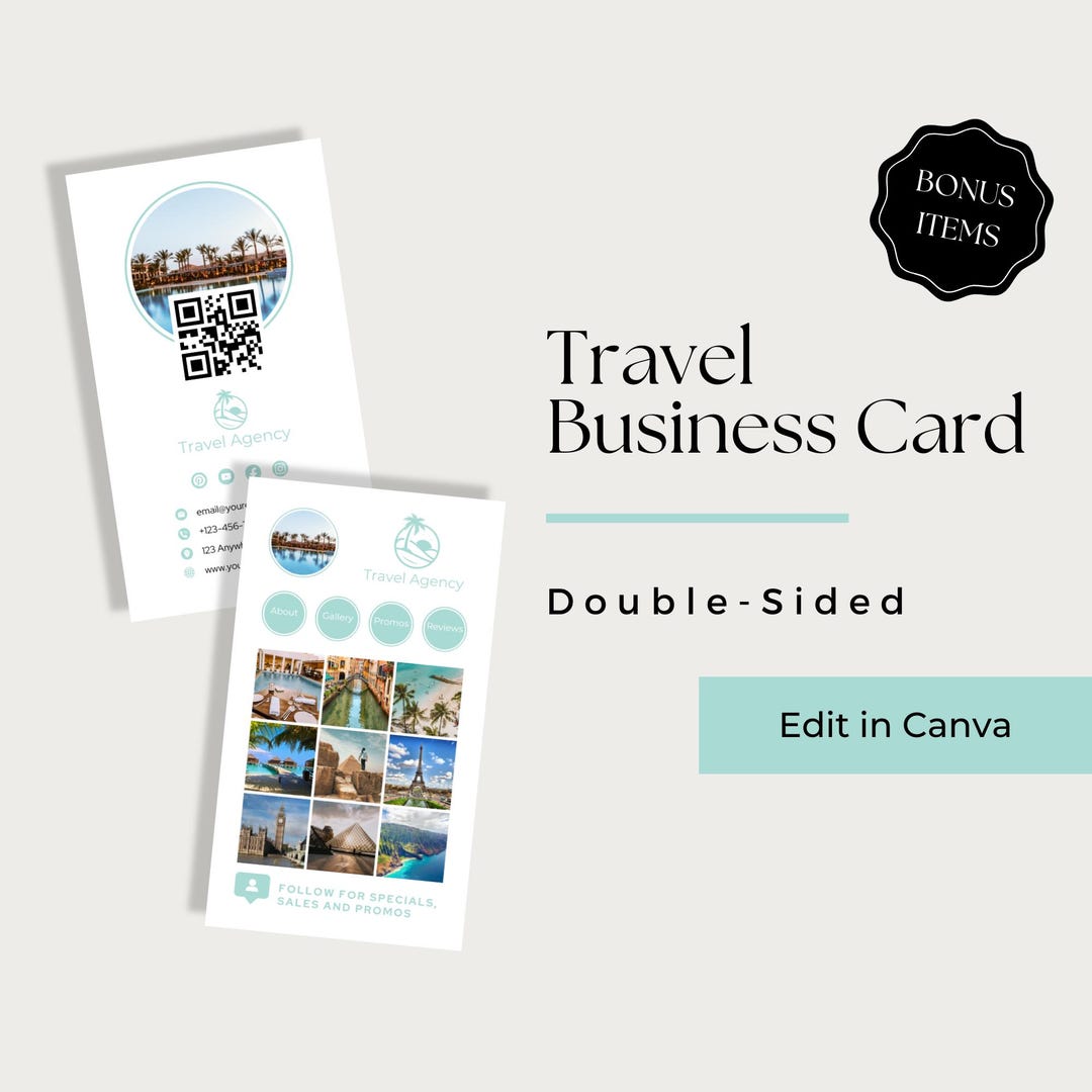 Travel Business Card Template, Travel Agency Card, Travel Agent ...