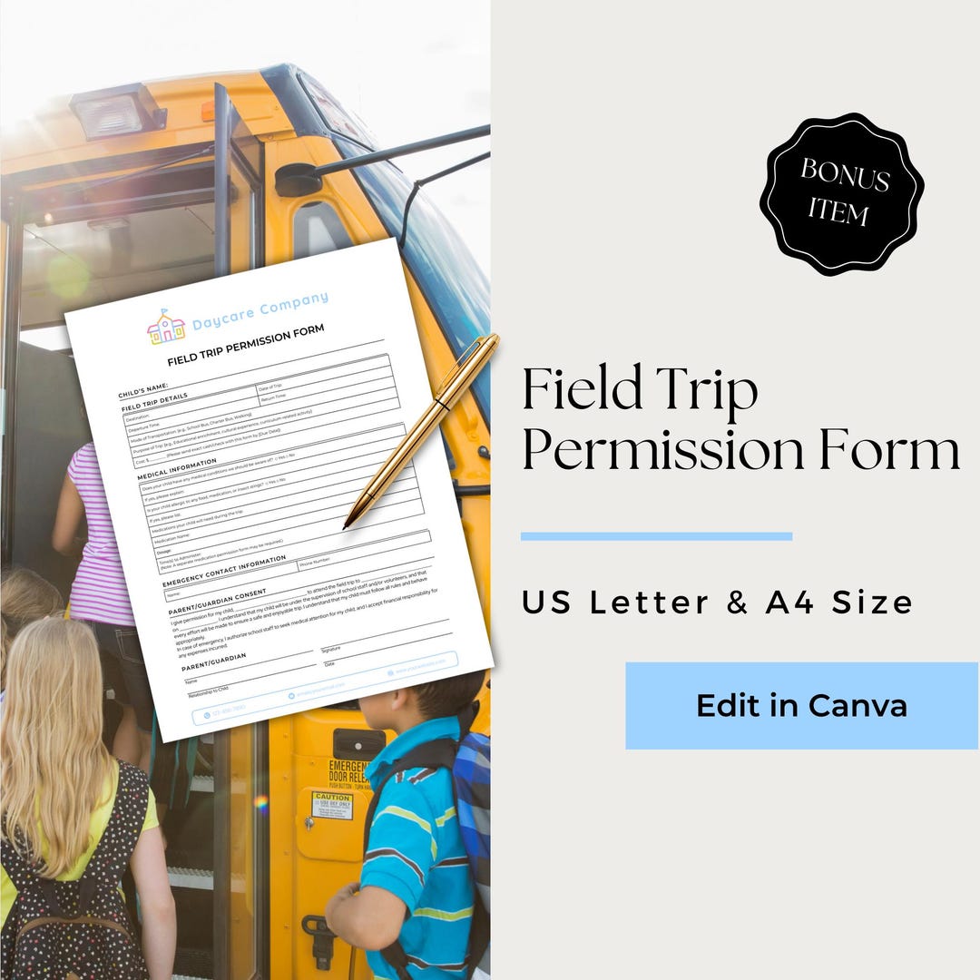Permission Form, Field Trip Permission Form, Field Trip Template, Field ...